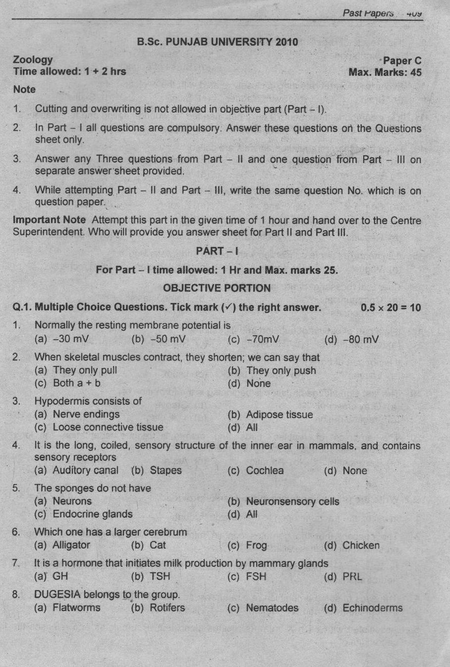Chapter 9 Zoology Past Papers – Biology Boom