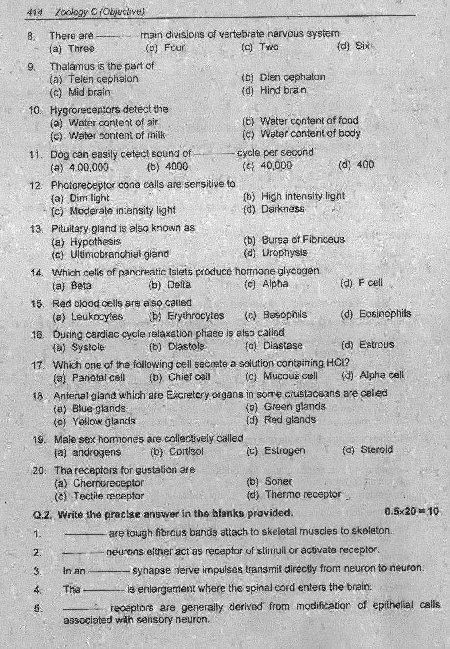 Chapter 9 Zoology Past Papers – Biology Boom